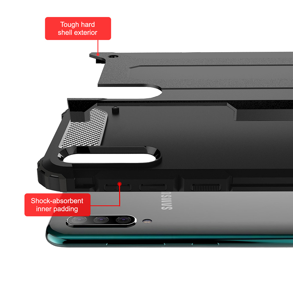 Military Defender Shockproof Case for Samsung Galaxy A70 (Black)